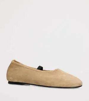 Dear Frances Suede Ballerina Flats - Beige