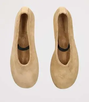 Dear Frances Suede Ballerina Flats - Beige