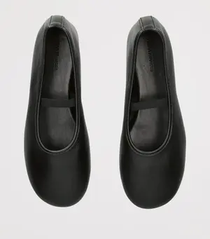 Dear Frances Leather Ballerina Flats - Black