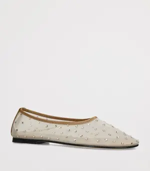 Dear Frances Embellished Mesh Ballerina Flats