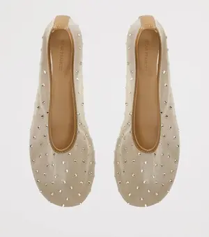 Dear Frances Embellished Mesh Ballerina Flats