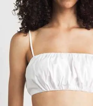 Staud Fiore Gathered Stretch-cotton Crop Top