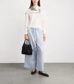 TOTEME Cotton-linen Wide-leg Trousers - Blue