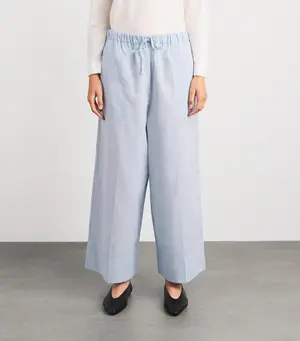 TOTEME Cotton-linen Wide-leg Trousers - Blue