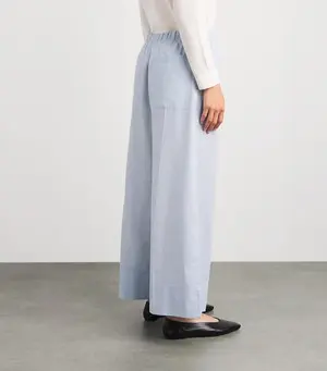 TOTEME Cotton-linen Wide-leg Trousers - Blue