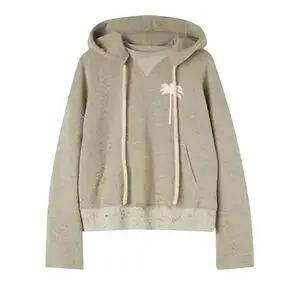 Palm Angels Pxp Painted Raw Cut Hoodie 'melange /white - Grey