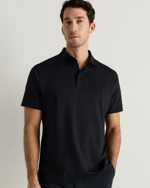 Quince Performance Mesh Golf Polo - Black