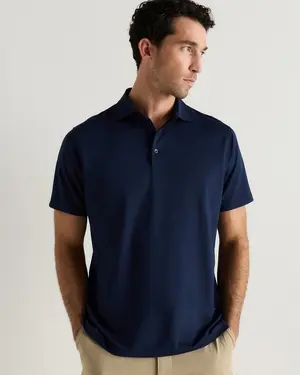 Quince Performance Mesh Golf Polo - Navy