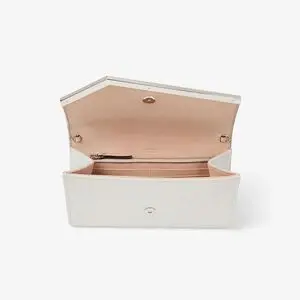 JIMMY CHOO Emmie Ivory Candyfloss Glitter Web Clutch Bag
