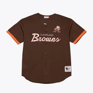 Mitchell & Ness Cleveland S Head Coach Mesh Full-button Fashion Jersey - Brown