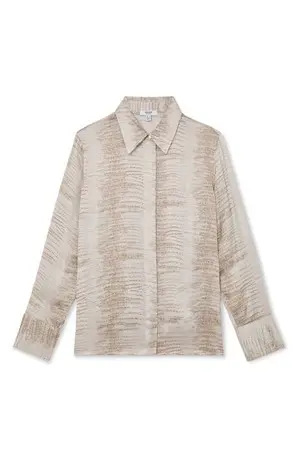 REISS Annie Snake Print Hidden Placket Shirt