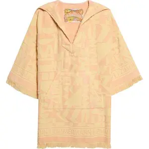 Zimmermann Pop Fringe Cotton Terry Jacquard Hooded Cover-up Dress - Mango