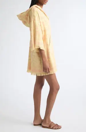 Zimmermann Pop Fringe Cotton Terry Jacquard Hooded Cover-up Dress - Mango