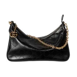 Gucci Lady Lunetta Chain Small Shoulder Bag In Leather - Black