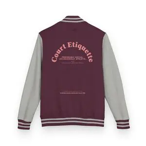 ANCHOR & CREW Court Etiquette Varsity Letterman Jacket - Grey/red