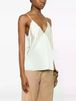 FORTE_FORTE Satin V-neck Sleeveless Top
