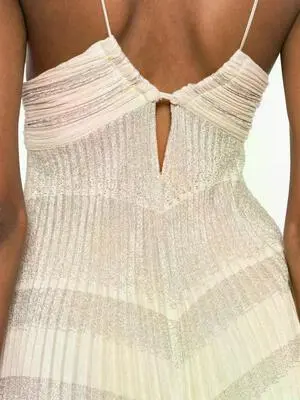FORTE_FORTE Pleated Metallic-effect Spaghetti Strap Top
