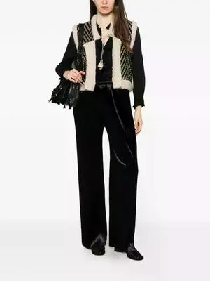 FORTE_FORTE Plissé Effect Velvet Wide-leg Trousers - Black
