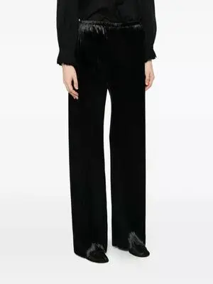 FORTE_FORTE Plissé Effect Velvet Wide-leg Trousers - Black
