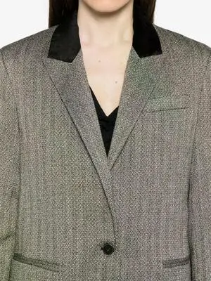 FORTE_FORTE Herringbone Pattern Velvet Collar Blazer