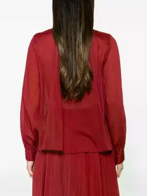 FORTE_FORTE High-neck Pleated Sheer Blouse