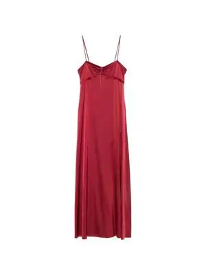 FORTE_FORTE Satin Gathered Maxi Dress - Red
