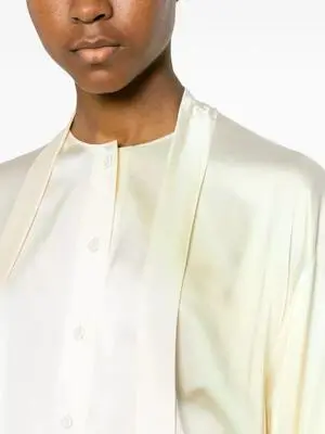 FORTE_FORTE Tie-neck Satin Shirt - Neutrals