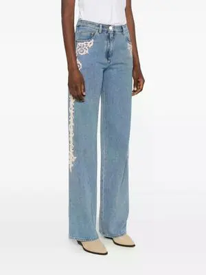 FORTE_FORTE Lace-appliqué Straight Leg Jeans