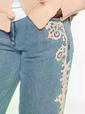 FORTE_FORTE Lace-appliqué Straight Leg Jeans
