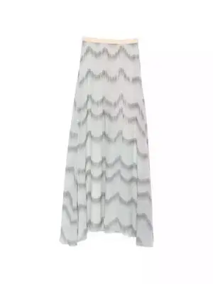 FORTE_FORTE Chevron Patterned Silk-blend Full Length Skirt