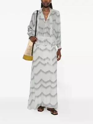 FORTE_FORTE Chevron Patterned Silk-blend Full Length Skirt