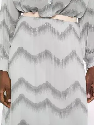 FORTE_FORTE Chevron Patterned Silk-blend Full Length Skirt
