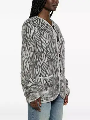 FORTE_FORTE Abstract Pattern Brushed Finish Cardigan
