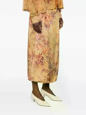 FORTE_FORTE Floral-print Silk-blend Midi Skirt