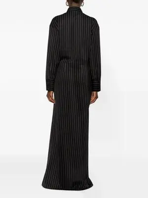 DONDUP Pinstripe Wrap Maxi Dress