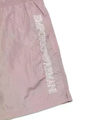 Emporio Armani Logo Embroidered Drawstring Swim Shorts - Pink