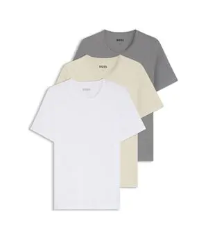 BOSS Three-pack Of Cotton T-shirts With Logo Embroidery - Patterned