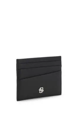 BOSS Leather Card Holder With Double B Monogram