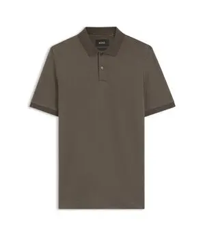 BOSS Regular-fit Polo Shirt In Cotton-silk Jacquard - Brown