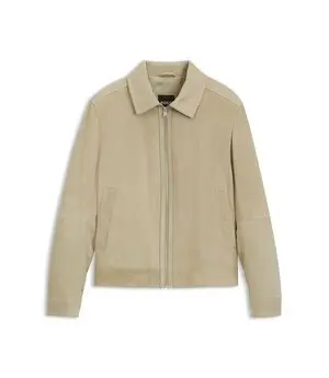 BOSS Suede Leather Jacket With Zipper Closure