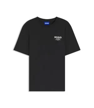 Hugo Regular-fit Cotton T-shirt With Logo Print - Black