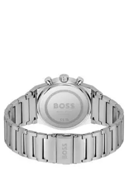 BOSS Silver-tone Chronograph Watch With Blue Dial