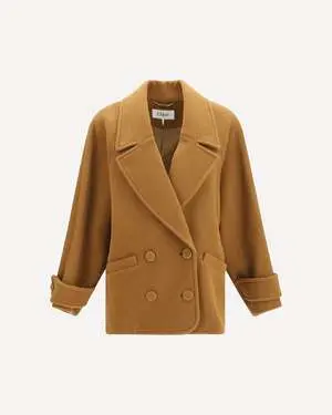 Chloé Double-breasted Herringbone Wool Short Coat - Brown