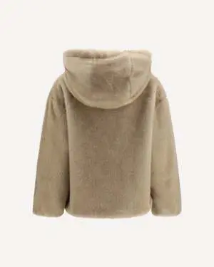 Herno Hooded Jacket In Eco-fur - Beige
