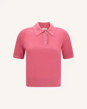 Burberry Wool Polo With Check Detail - Pink