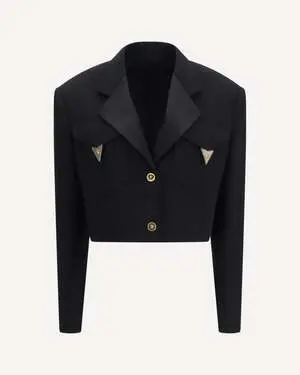 Versace Cropped Wool Blazer With Medusa Hardware