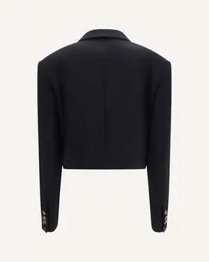 Versace Cropped Wool Blazer With Medusa Hardware