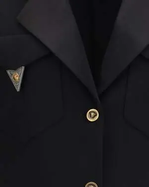 Versace Cropped Wool Blazer With Medusa Hardware