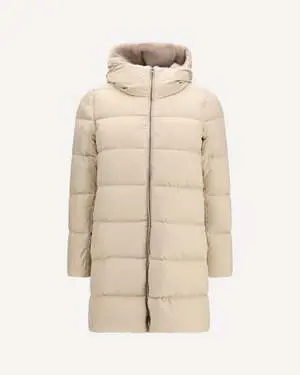 Herno Quilted Down Jacket With Fur Trimmed Hood - Beige