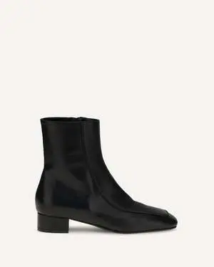 HERBERT LEVINE Shadow Ban Leather Ankle Boots - Black